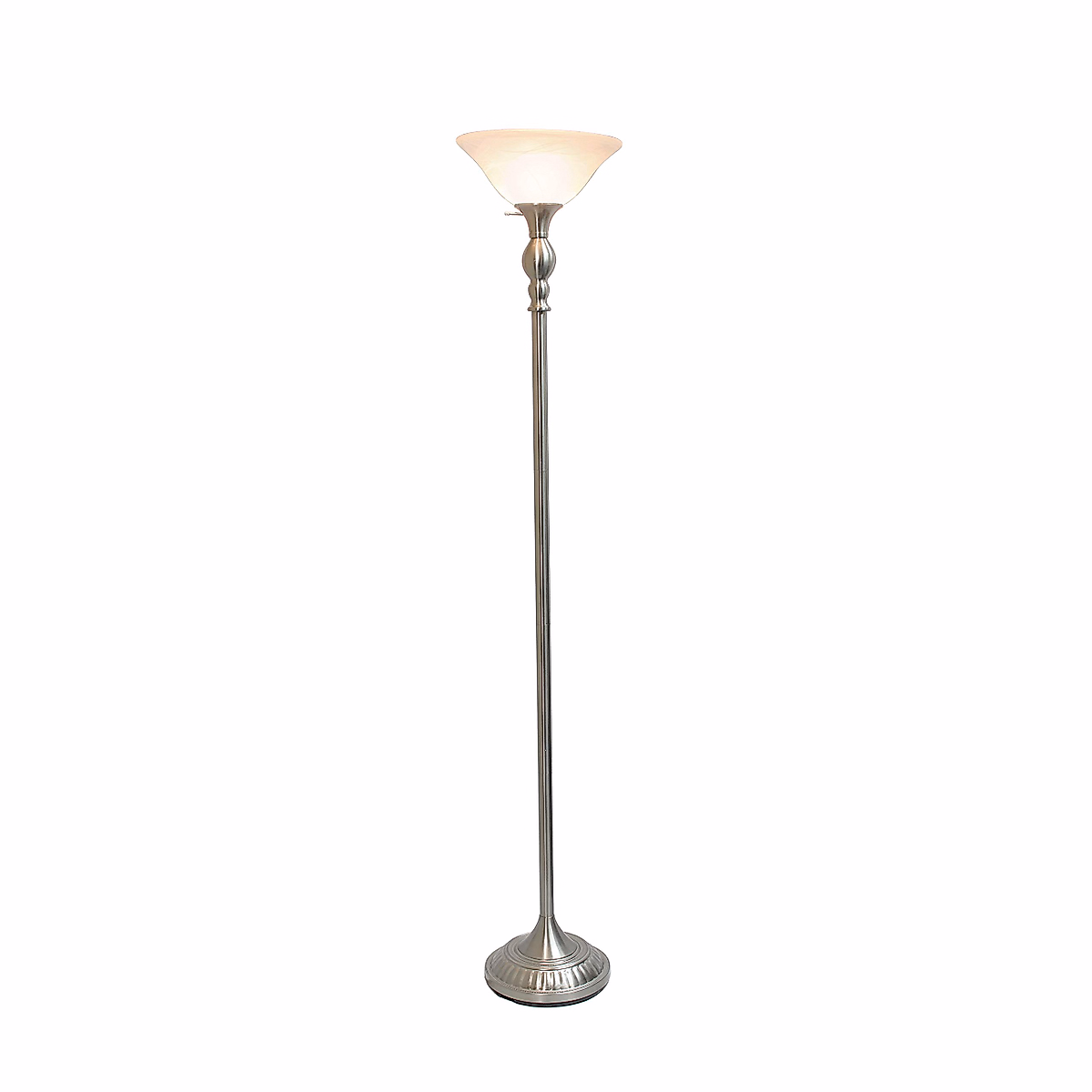 Elegant Designs LF2001-RBZ 1 Light Restoration Bronze Torchiere Floor Lamp with Marbelized Amber Glass Shade