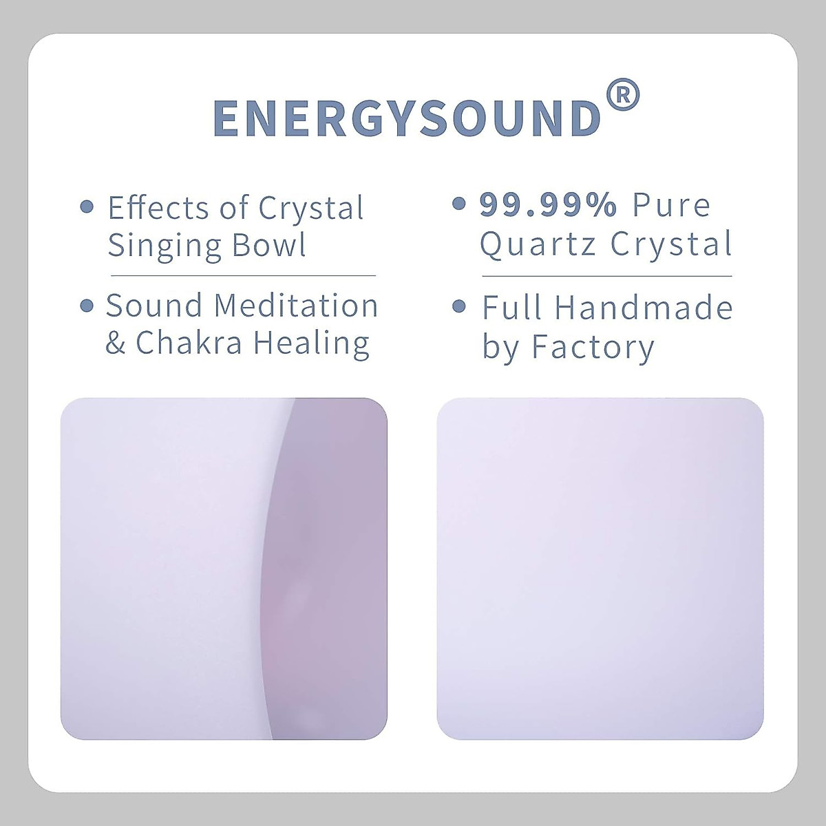 ENERGYSOUND E Note Solar Plexus Chakra Frosted Quartz Crystal Singing Bowl 8 inch mallet and o-ring included