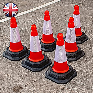 Street Solutions 6 Pack Traffic Safety Cones 18'' inches with Reflective Collars, Unbreakable PVC Orange Construction Cone for Traffic Control, Driveway Road Parking (Orange)