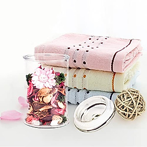 Easeen Mini Glass Apothecary Jars, Bathroom Storage Organizer Canisters for Cotton Swabs, Cotton Balls, Makeup Sponges, Bath Salts, Hair Ties, Makeup - Set of 3