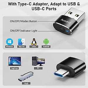 Mouse Jiggler Undetectable Metal USB Mouse Mover with Switch Button, Automatic Mini Mouse Shaker with 2 Jiggle Modes, Driver-Free, Plug & Play, Keep Computer/Laptop Awake, with USB-C Adapter, Black