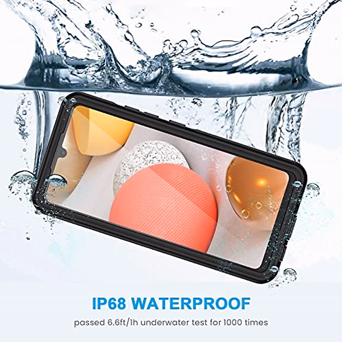 Lanhiem Samsung Galaxy A42 5G Case, IP68 Waterproof Dustproof Shockproof Case with Built-in Screen Protector, Full Body Sealed Underwater Protective Cover for Samsung A42 5G, Black/Clear