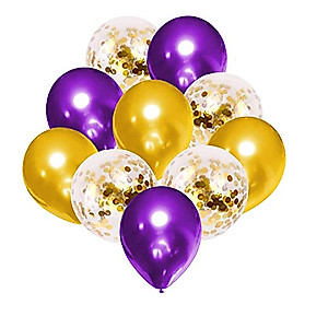 50PCS Purple Balloon Garland with Gold Confetti Balloons Kit, 12 Inch Premium Latex Balloons for Party Supplies, Great for Wedding Anniversary Baby Shower Birthday Festival Decorations