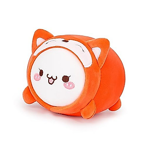 AIXINI Cute Cat Fox Plush Pillow 8” Kitten Foxes Stuffed Animal, Soft Kawaii Cat Plushie with Fox Outfit Costume, Hugging Plush Squishy Pillow Toy Gifts for Kids