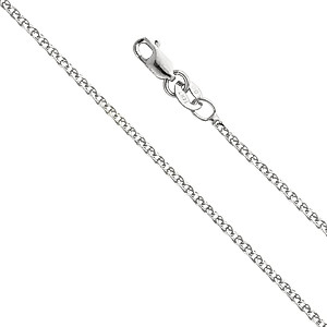 Wellingsale 14K Solid White Gold 2mm Open Wheat Chain with Lobster Claw Clasp - 16" Inches