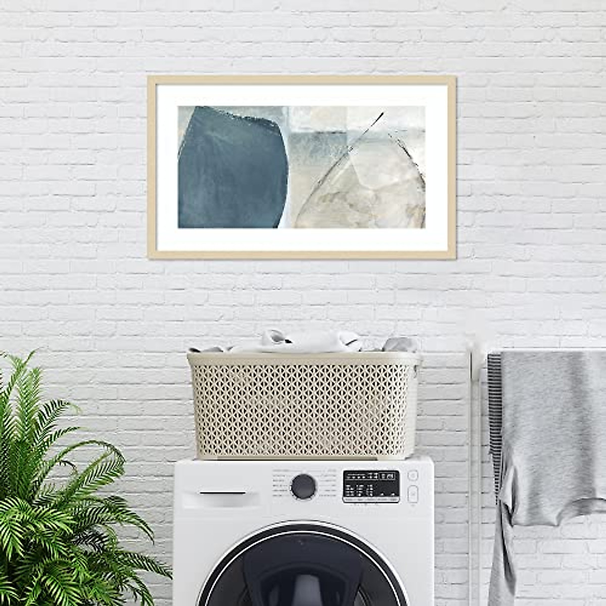 Amanti Art Varied Blue by Emma Peal Wood Framed Wall Art Print (33 in. W x 20 in. H), Svelte Natural Frame