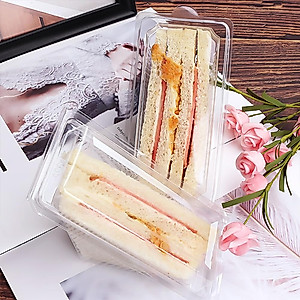 200pc Striangle Sandwich Container Disposable Sandwich Triangle Case Plastic Packing Box Clear Clamshell Food Containers Triangle Cake Containers with Lids Food Box