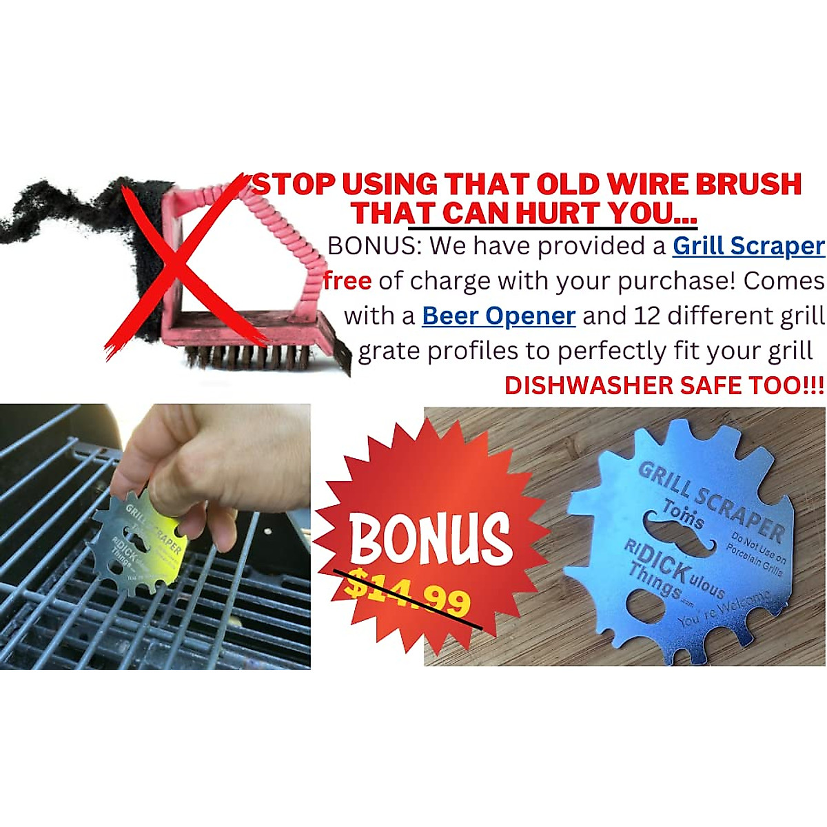 Flaming Bike Beer Can Chicken Stand! Beer chicken roaster; Stainless steel Chicken roasting rack for BBQ, Grill, oven; Great Gift! Stores flat--Space Saver! Includes SUNGLASSES…for the Chicken!