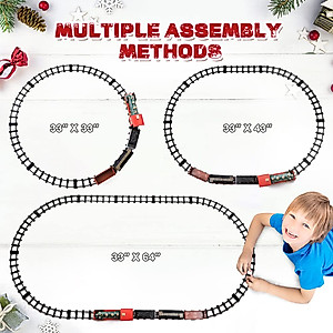 Remote Control Train Set - Electric R/C Train Toy for Kids w/Smokes,Lights & Sound,Railway Kits w/Steam Locomotive Engine,Cargo Cars & Tracks, Christmas Toys for 3 + Year Old Kids