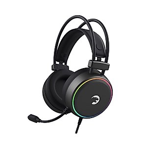 GAMEPOWER Jin USB Gaming Headset - 7.1 Virtual Surround Sound, Wired Led Headphones with 50MM Drivers, Comfort Design, 360 Spatial Audio, Noise Cancelling Mic for PC, PS4, PS5, Black