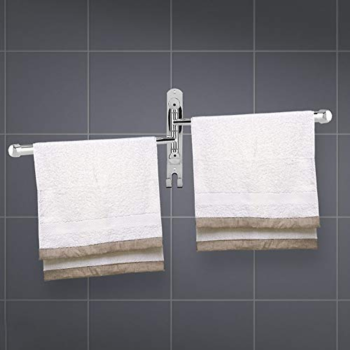 Oumefar Towel Rack, Wall Mounted Towels Rail Rust Resistant Easy To Install 304 Stainless Steel for with Hook for Bathroom(Two shots) Plumbingfixtures