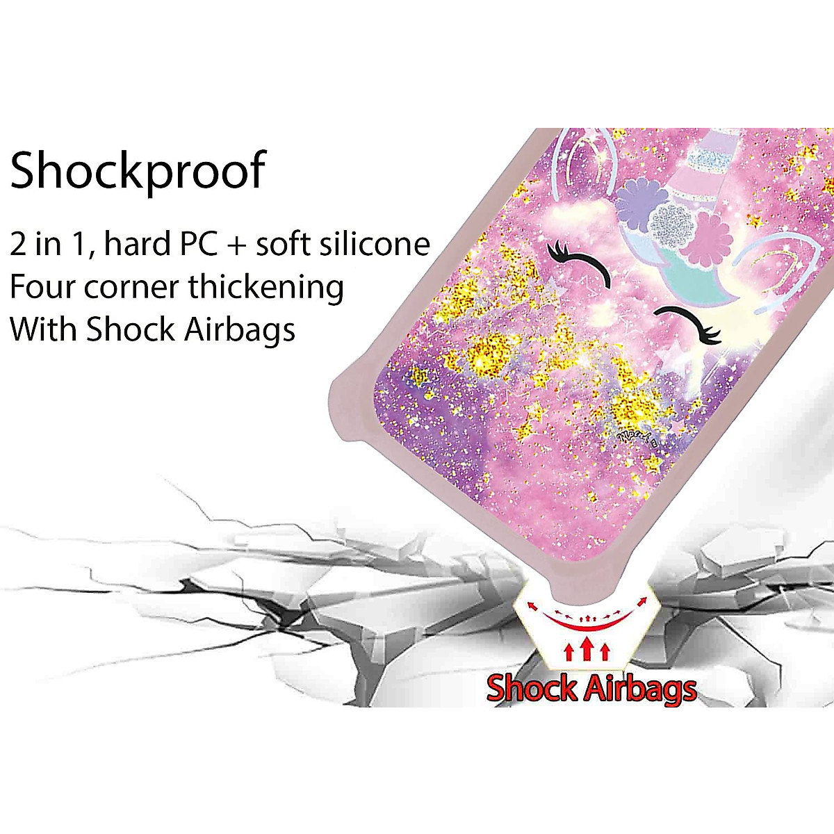 jioeuinly Vortex V22S Case Compatible with Vortex V22 Phone Case Cover [with Tempered Glass Screen Protector][Hard PC + Soft Silicone][Gold Glitter+Luminous] JSF-DJS