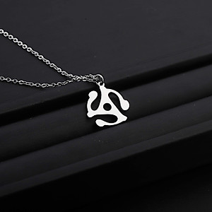 MAOFAED Record Adapter Necklace DJ Retro Symbol Gift DJ Gift Record Adapter Jewelry Music Lovers Jewelry 45 rpm Adapter Necklace (Adapter Necklace)
