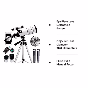 ToyerBee Telescope for Adults & Kids, 70mm Aperture Astronomical Refractor Telescopes for Astronomy Beginners (15X-150X), 300mm Portable Telescope with an Phone Adapter & A Wireless Remote