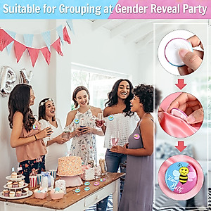 Dilunave 50 Pieces Bee Gender Reveal Button Pins Team Boy, Girl or Both Buttons Pins Badges kit Bee Theme Gender Reveal Party Favors in Pink and Blue for Baby Shower Gender Reveal Party Game Supplies