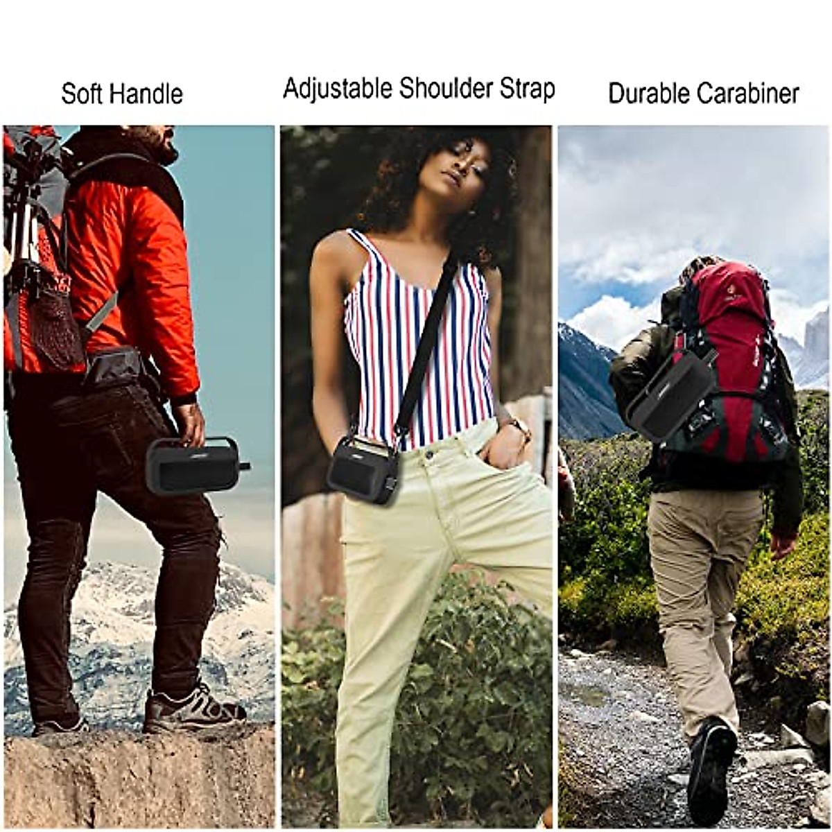 TXesign Silicone Case Cover for Bose SoundLink Flex Bluetooth Portable Speaker Travel Protective Carrying Pouch with Handle Anti-dust Plug for Bose SoundLink Flex (Black)