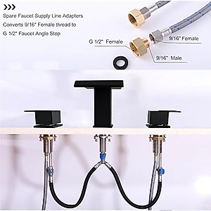 BEIYI Matte Black Deck Mount Tub Faucet, Roman Tub Faucet Set 2 Handles Bathtub Faucet Filler Set 3 Hole High Flow Waterfall Tub Faucet