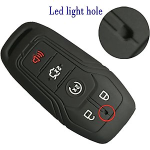 Qty(2) Alegender 5 Buttons Rubber Smart Key Cover Jacket Glove Holder for Ford Fusion Explorer F-150 Mustang Lincoln MKZ MKC Fob Remote