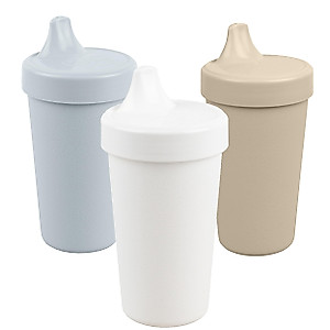 Re-Play Made in USA 10 Oz. Sippy Cups for Toddlers, Set of 3 - Reusable Spill Proof Cups for Kids, Dishwasher/Microwave Safe - Hard Spout Sippy Cups for Toddlers 3.13 x 6.25, Seashell