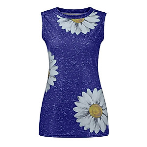 Ceboyel Women Sunflower Print Tank Tops Floral Summer Casual Shirts Loose Fit Sleeveless Tshirts Trendy Cute Outfits 2023