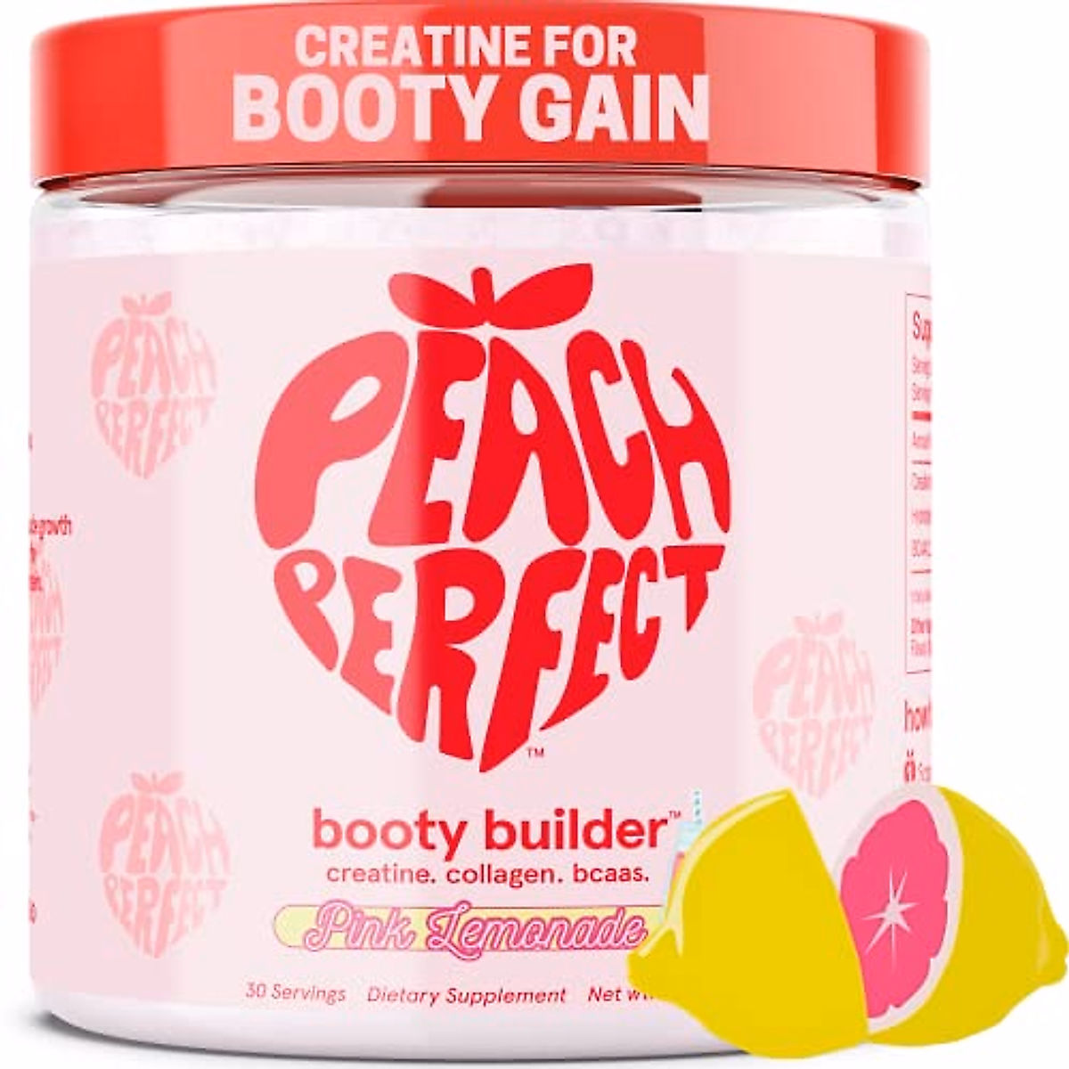Peach Perfect Creatine for Women Booty Gain, Muscle Builder, Energy Boost, Pink Lemonade, Cognition Aid | Collagen, BCAA, lean muscle, Creatine Monohydrate Micronized Powder, Alt Creapure, 30 Servings