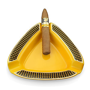 Cigar Ashtray Triangle- Large Rest Outdoor Cigars Ashtray for Patio/Outside/Indoor Ashtray (Yellow)