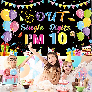 Holkcog 10th Birthday Decorations For Girls Boys,Happy 10th Birthday Backdrop Banner Double Digits Birthday Girl Decor 10 Year Old Birthday Party Background 10th Birthday Party Decorations Supply