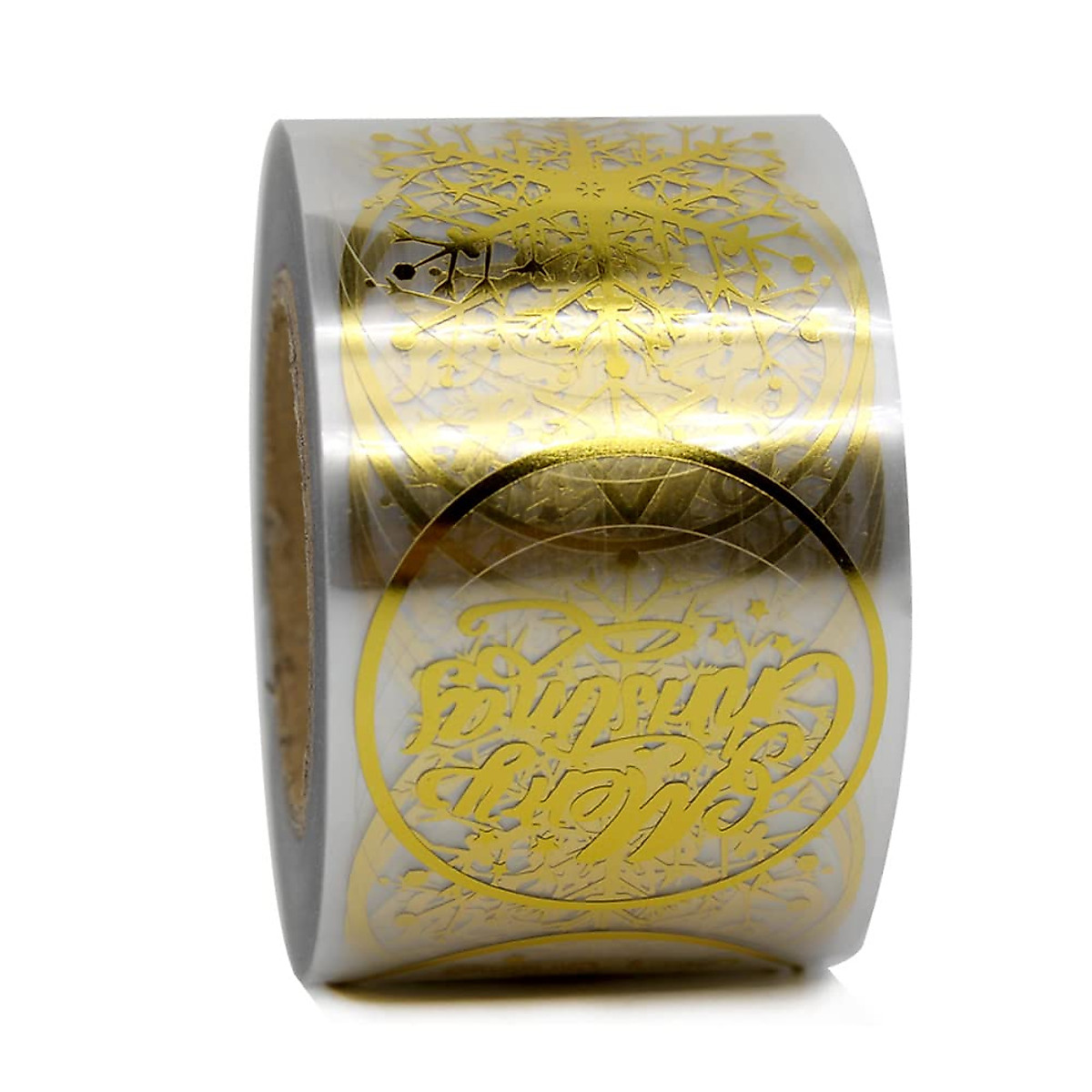 Gold Merry Christmas Stickers Roll Clear Round Christmas Stickers Labels 500 PCS Envelope Seal Stickers 1.5 Inches