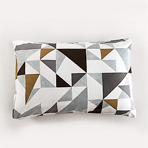 SUSYBAO 100% Cotton Pillowcases Queen Size Set of 2 Gray Triangle Geometric Print Bed Pillow Covers Envelope Closure End Pillow Protectors Hotel Quality Soft Durable Easy Care, 20 in x 26 in