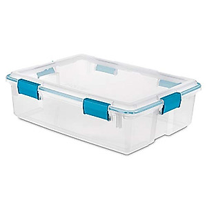 Sterilite 19314304 37 Quart Thin Latched Gasket Plastic Storage Bin Tote, Clear