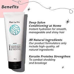 Hair La Vie Shampoo + Mask & Deep Conditioner | with Coconut Oil, Argon Oil, & Keratin | for Curly, Straight, Dry or Heat Damaged Hair