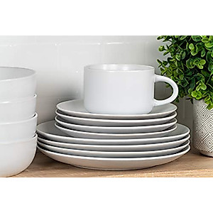 10 Strawberry Street Wazee Matte Coupe Dinnerware Pack of 16, White
