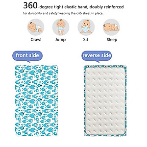 Shark Party Themed Fitted Crib Sheet,Standard Crib Mattress Fitted Sheet Soft and Breathable Bed Sheets-Baby Crib Sheets for Girl or Boy,28“ x52“,Sky Blue Dark Teal