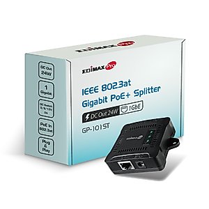 Edimax Pro Compact Gigabit PoE+ Splitter with Adjustable 5/9/12V x 2A Output, IEEE 802.3at, Delivers Data and Power from PoE Runs to Non-PoE Devices for up to 100 Meters, GP-101ST