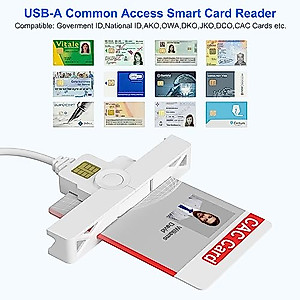 CAC EMV Chip Reader Writer, USB DOD Military USB Common Access CAC Smart Card Reader and PIV/ID CAC Card Reader, Credit Card Chip Reader Compatible with Windows 7/8/10/11, Mac OS 10.11 and Linux9