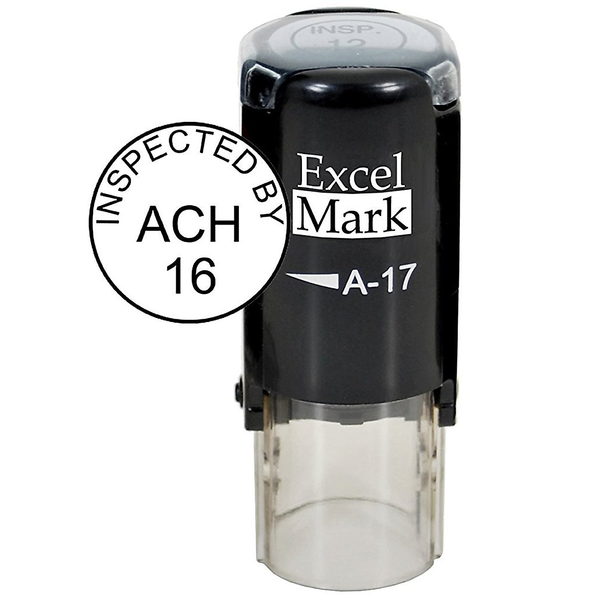 ExcelMark Custom Round Self Inking Inspection Stamp - 5/8" Diameter (3 Lines)