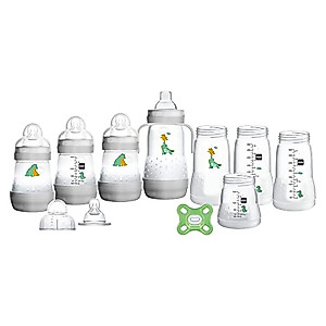 MAM Grow with Baby 15-Piece Gift Set, Newborn 0-4 Months, Anti-Colic Bottles and Silicone Nipples SkinSoft, Essential Baby Items, Unisex