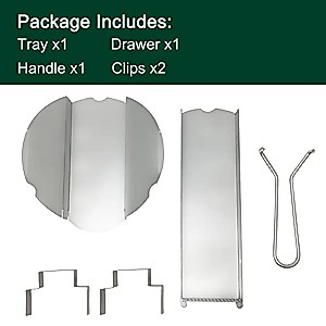 Quantfire Upgrade Removable Slid Out Ash Drawer for Large Big Green Egg Accessories, Green Egg Replacement Parts Ash Clean Tool, Stainless Steel