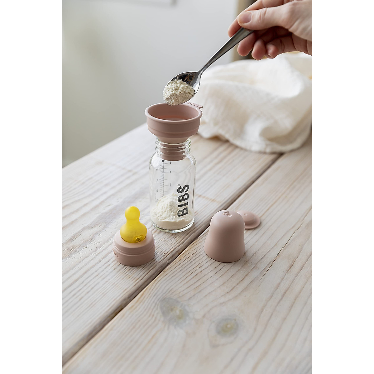 BIBS Baby Glass Bottle. Anti-Colic. Round Natural Rubber Latex Nipple. Supports Natural Breastfeeding, Complete Set - 225 ml, Woodchuck