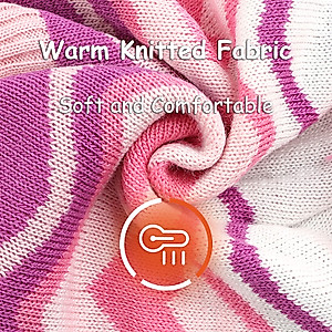 Winter Kids Hat Scarf Gloves Set Knit Fleece Lined Beanie Neck Warmer Mittens for Toddler Boys Girls 3-8 Years (Pink-B)