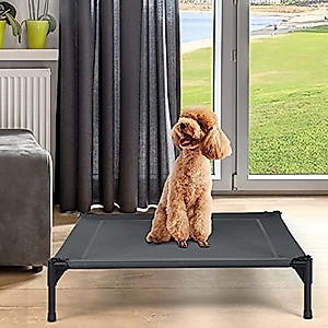 PETSITE Cooling Elevated Dog Bed, Portable Raised Dog Cot Bed with Removable Canopy, Outdoor Pet Hammock Bed for Small, Medium & Large Dogs