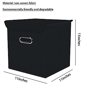 SEVENDOME Closet Organizers Fabric Storage Bins With Lids Collapsible Cube Storage Organizer Basket With Handles,Storage Boxes for Clothes Storage,Office Storage, Toys,3 Pack,（Black