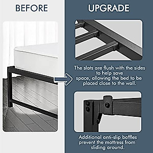 Yaheetech 18 inch California King Bed Frame Heavy Duty Metal Platform Bed with Steel Slat Support and Underbed Storage Non-Slip Mattress Foundation No Box Spring Needed Easy Assembly Black