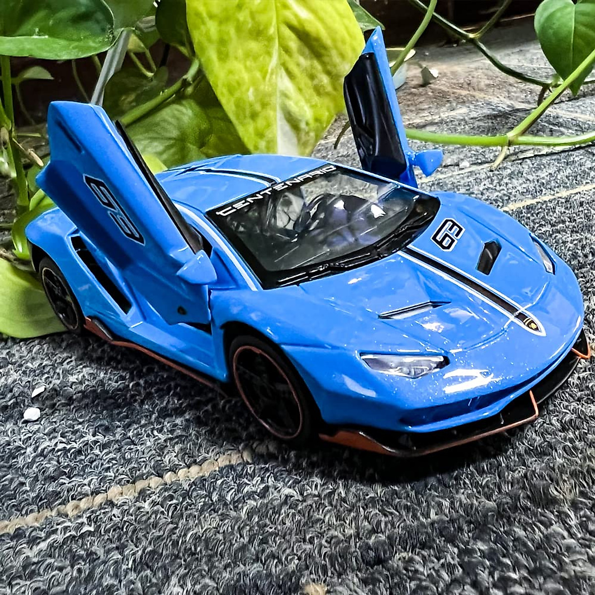 BDTCTK Compatible for 1:32 Lamborghini LP770 Model Car, Zinc Alloy Pull Back Toy Car with Sound and Light for Kids Boy Girl Blue