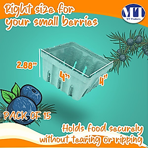 MT Products Green Berry Basket 1 Pint - Molded Pulp Fiber Vented Produce Basket (Pack of 15) - Made in the USA