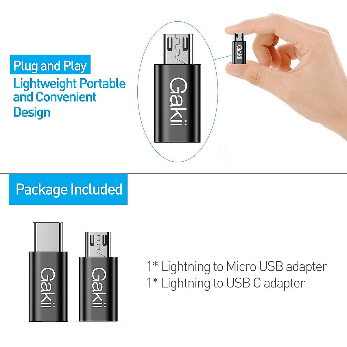 iPhone to Android Adapter, iPhone to USB C Adapter 2 Pack Fast Charge iOS to Micro USB/USB C Converters Compatible with Samsung Galaxy S9/8/7/6/5 Note 9/8/6/5, LG V20 30, Oneplus, HTC and More