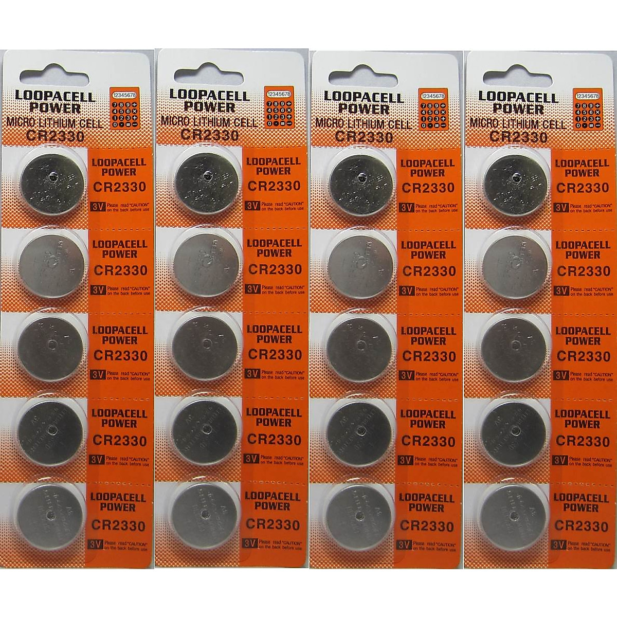 LOOPACELL 20 Pcs 2330 Batteries (CR2330/ DL2330/ E-CR2330) Lithium 3v (4 Packs of 5)