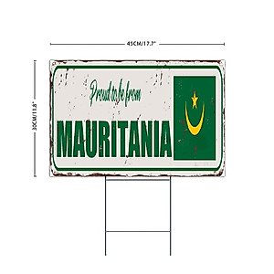 Autravelco Proud to Be from Mauritania Yard Signs with Stakes 12x18 Inch City Flag International Festival Customized Lawn Signs with Stakes for House Rent Outdoor Decoration