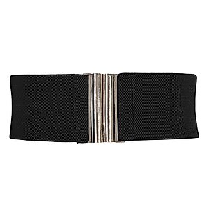GRACE KARIN Women's Wide Stretchy Cinch Belt Vintage Elastic Waistband (S,Black CL409-1)