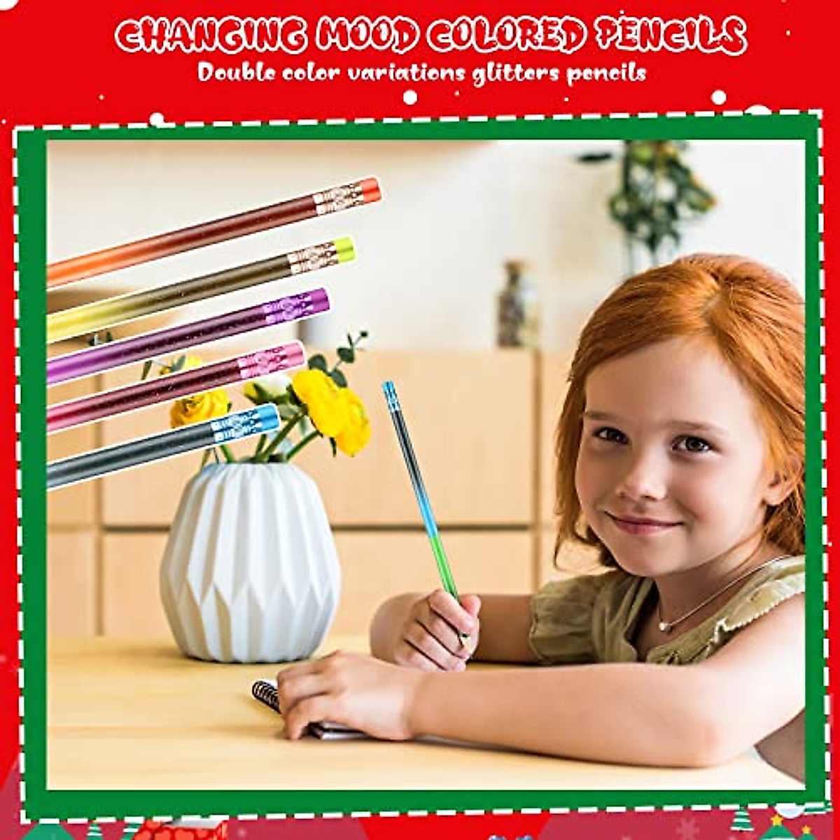 Sabary Color Changing Mood Pencil with Eraser Wooden Fun Pencils Assorted Color Thermochromic Cool Heat Activated Metallic Glitter Pencils for Kids Students Gifts (30 Pieces)